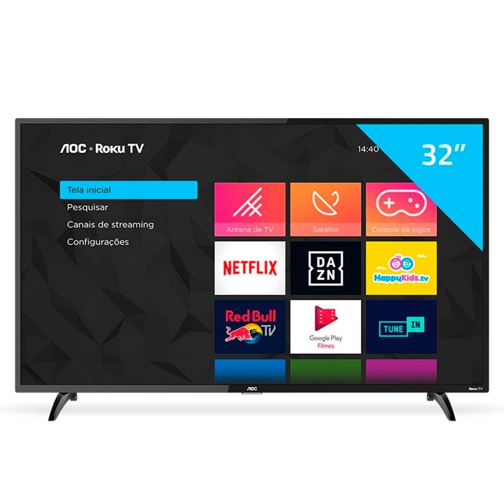 Smart TV 32" LED AOC Wi-Fi, 3 HDMI, 1 USB | KaBuM!