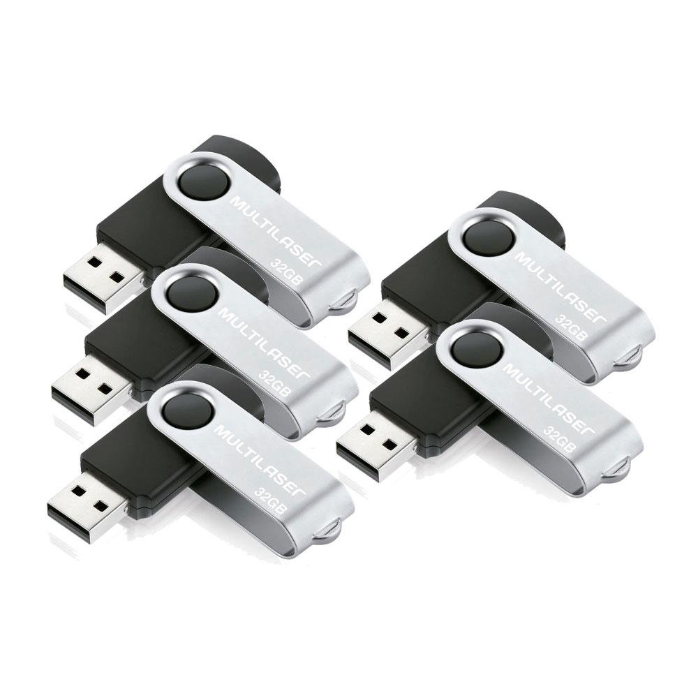 Kit Pen Drive Multilaser Twist 32GB 5 unidades USB 2.0 - PD589