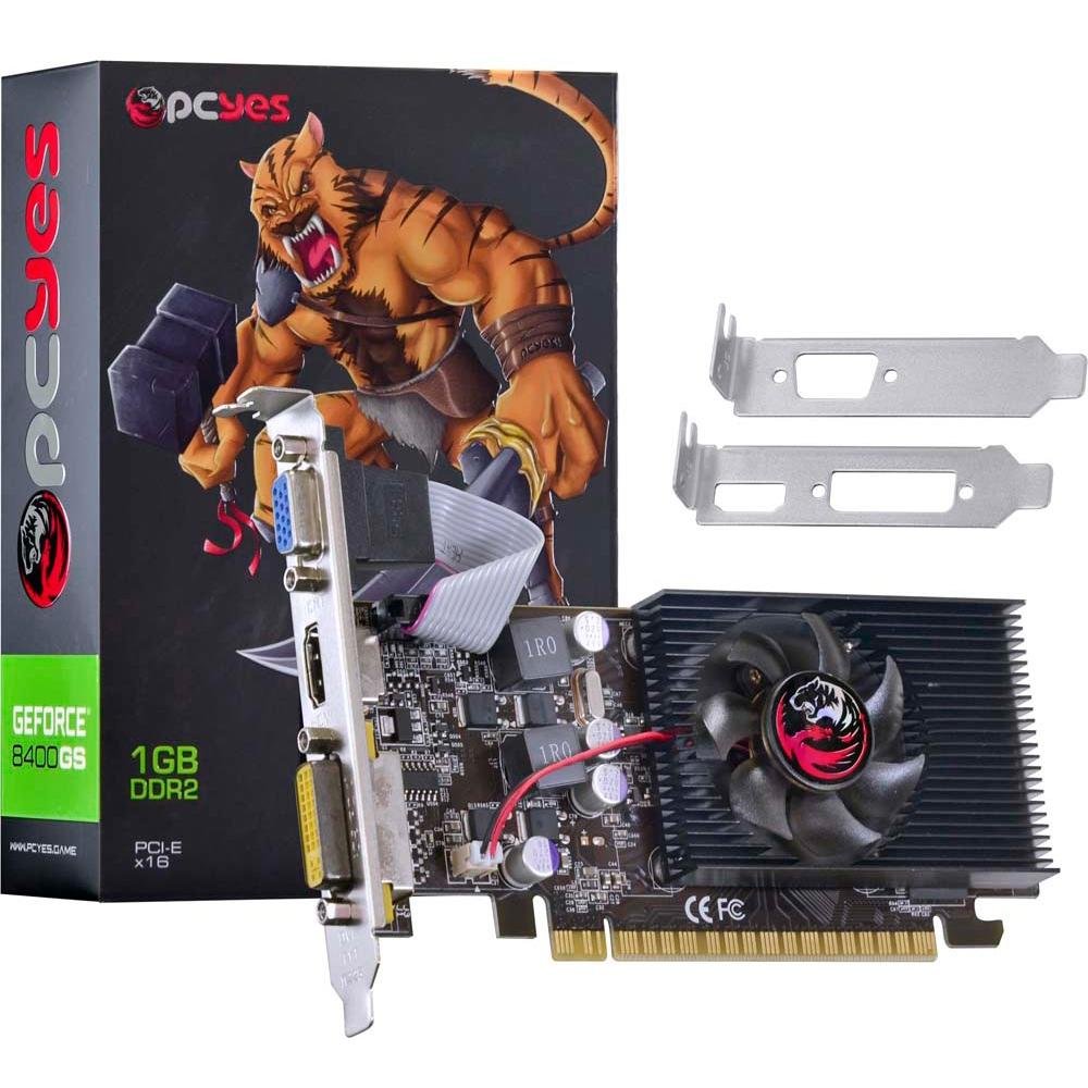 Placa de Vídeo VGA PcYes NVIDIA GeForce 8400GS 1GB DDR2 64Bits PCB Preto Low Profile (Kit ...