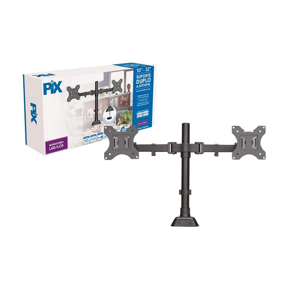 Suporte Duplo de Mesa p/ Monitor PIX | KaBuM!