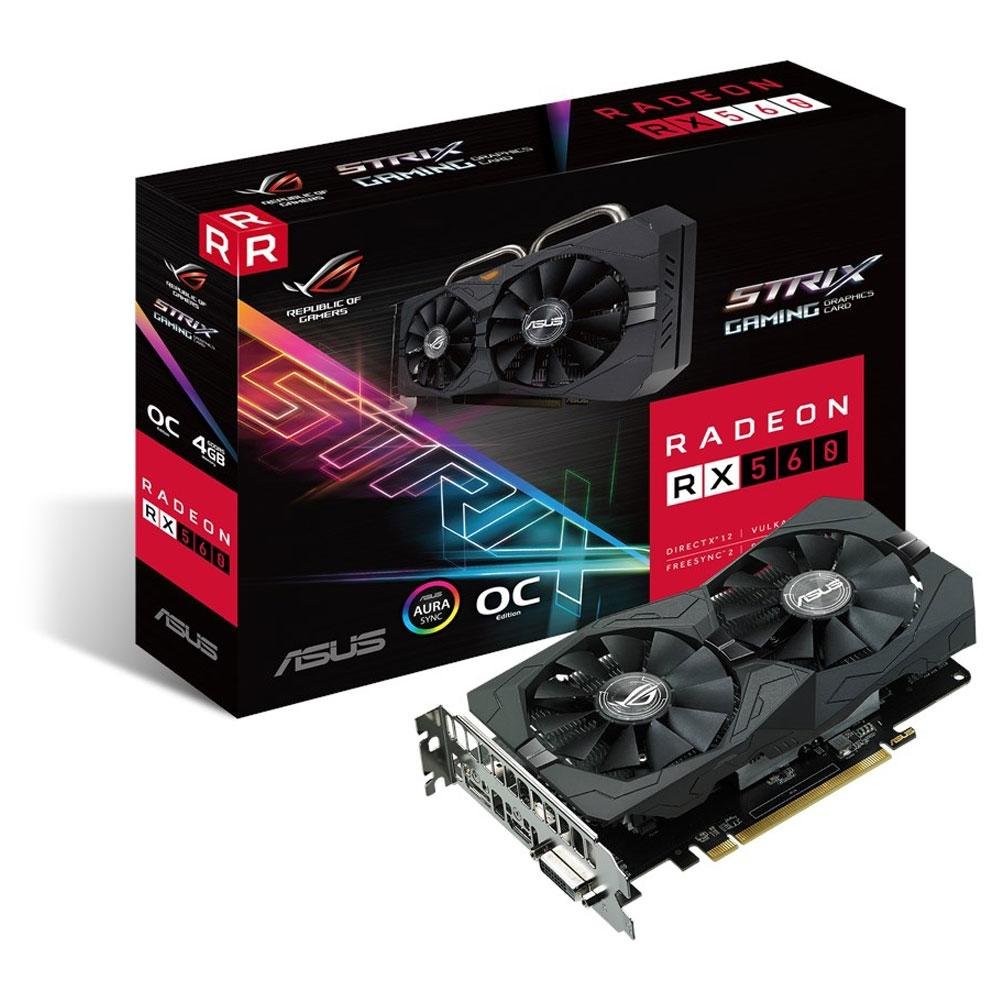 Placa de Vídeo VGA Asus AMD Radeon RX 560 4GB ROG-STRIX-RX560-O4G-EVO ...