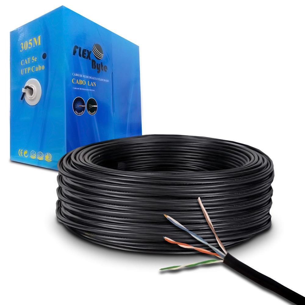 Cabo De Rede Flexbyte 305m Cat5 Preto KaBuM
