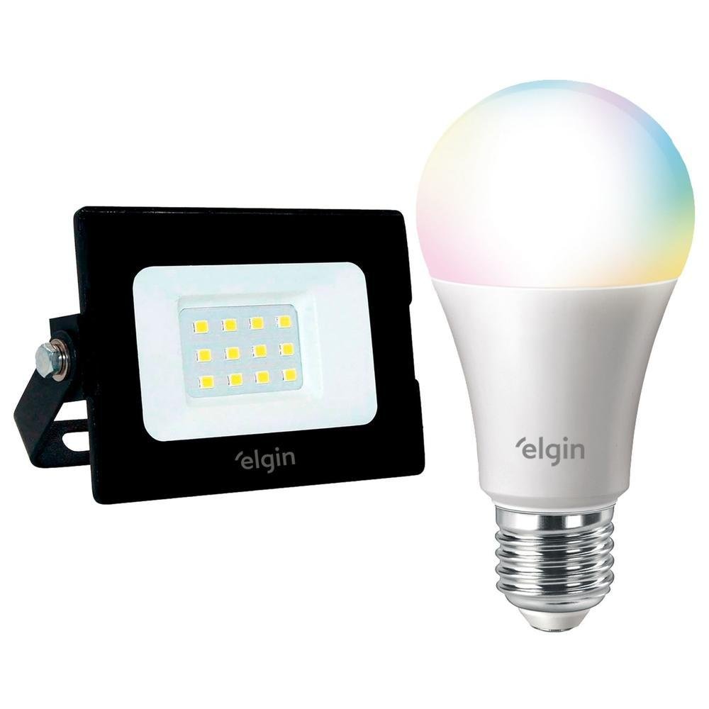 Refletor Elgin Led 30w + Lâmpada Smart Color | KaBuM!