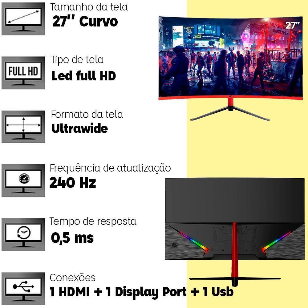 Monitor Gamer Hq 27hqled Pro R3000 27 KaBuM
