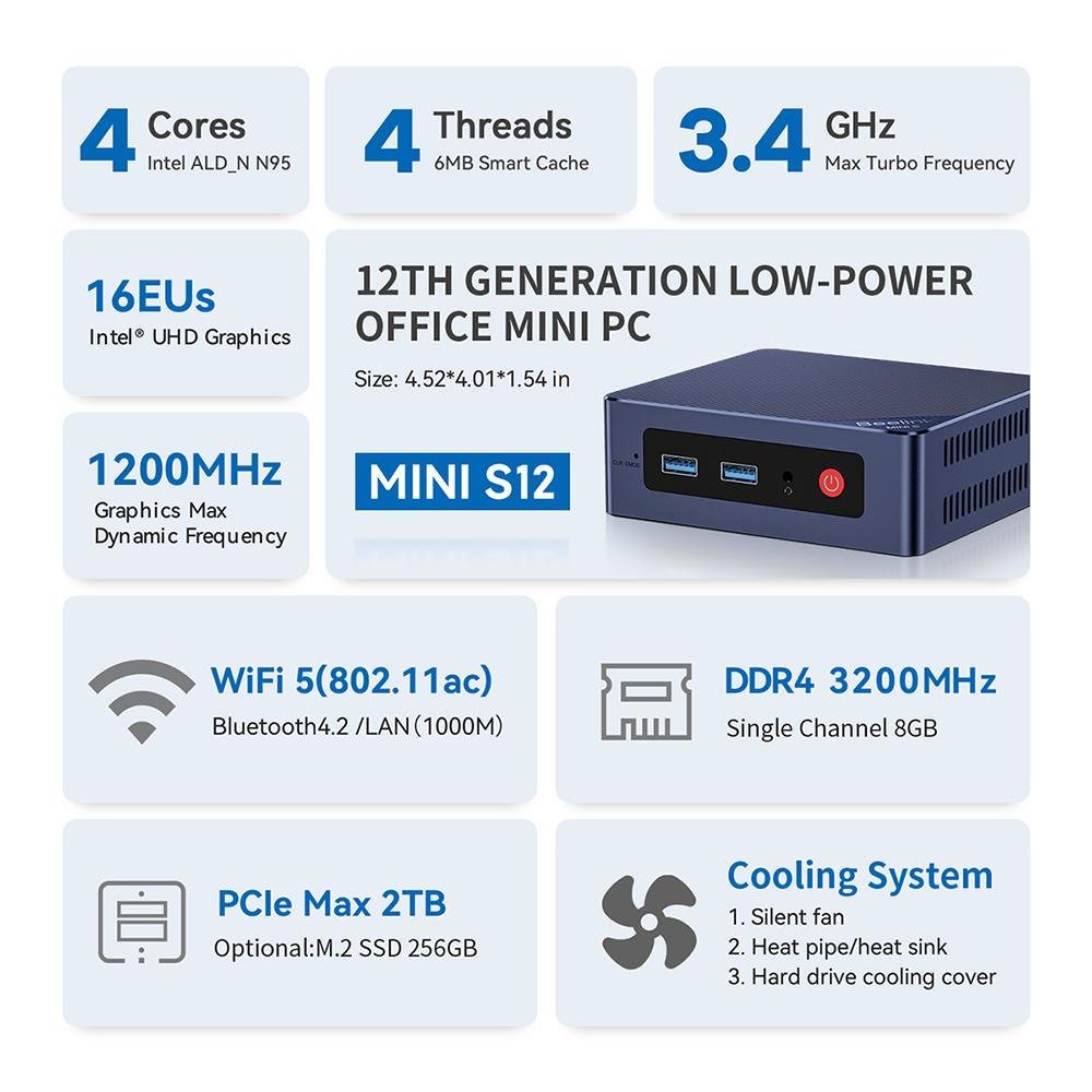 Mini Pc Beelink Mini S Processador Intel Lake N95
