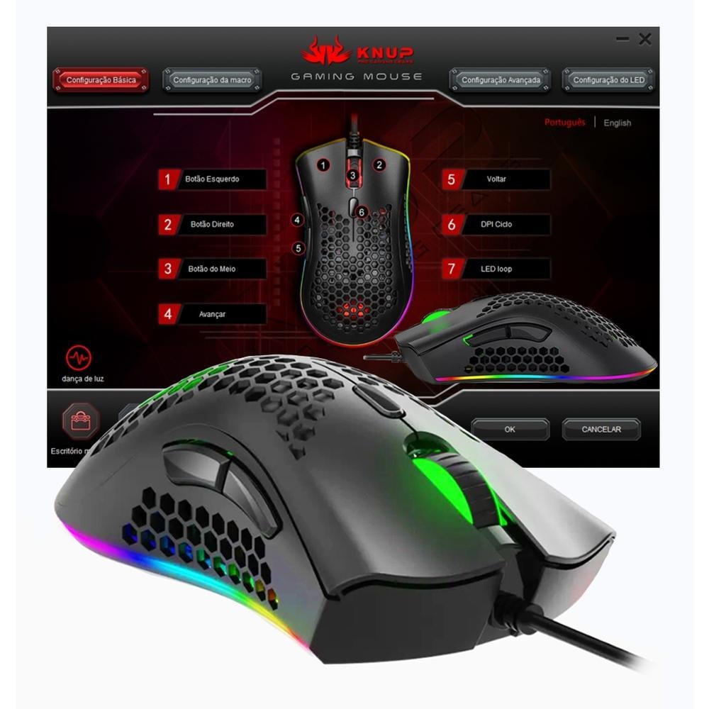 Mouse Gamer Knup Para Jogo 7200 KaBuM