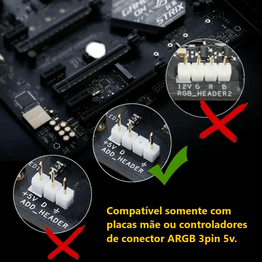 Cabo Adaptador ARGB 5V 3 Pinos KaBuM