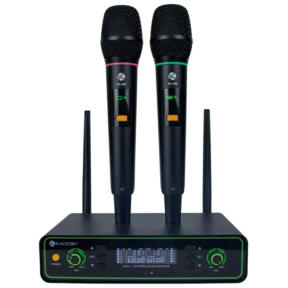 Microfone Kadosh Sem Fio Duplo Uhf KaBuM