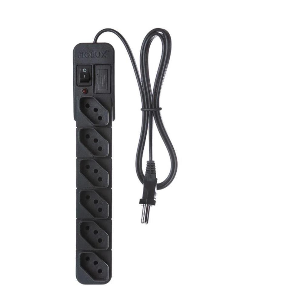 Filtro de Linha 6 Tomadas Régua Extenso Fiolux